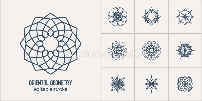 Arabic Circular Geometric Emblems Set Stock Vector - Illustration of ...