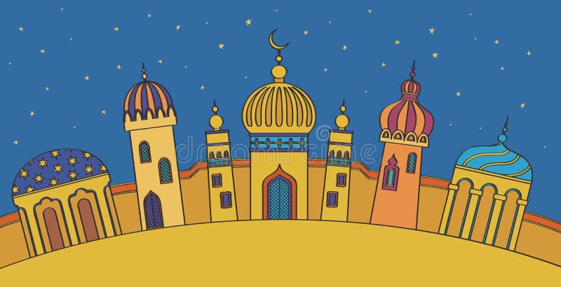 Arabic city stock vector. Illustration of castle, arabian - 38878609
