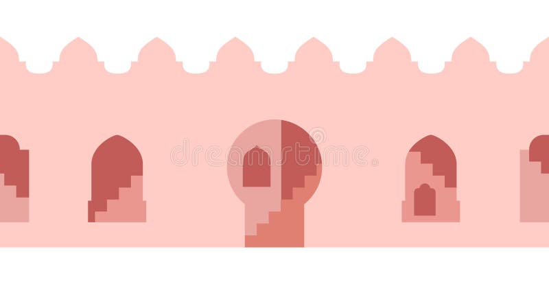 Arabic City Wall Shape with Windows, Archs. Moroccan Style Landscape ...