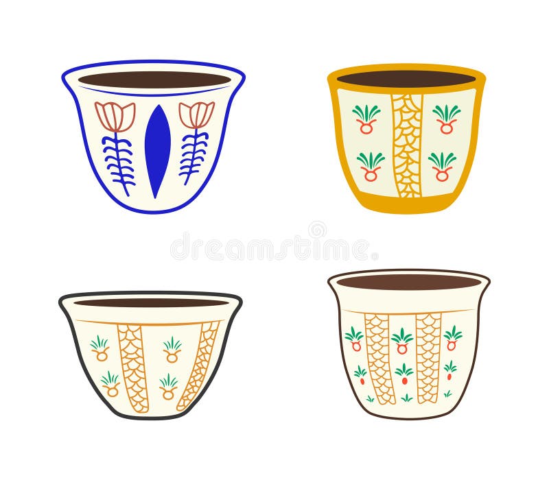 Arabic Coffee Cups Vector Illustration, Arabic Coffee Cups Illustration ...