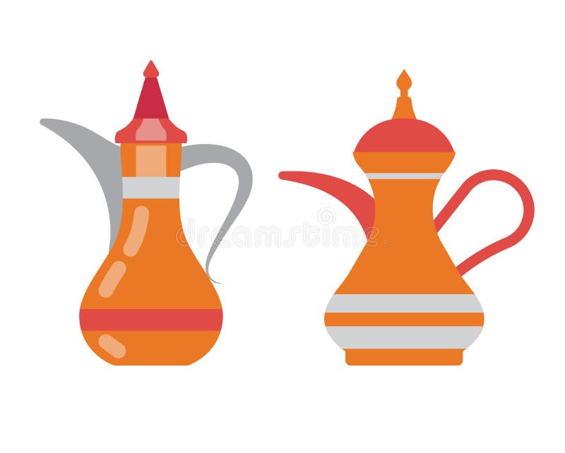 Arabic Coffee Pot and Tea Kettle Icons Stock Vector - Illustration of ...