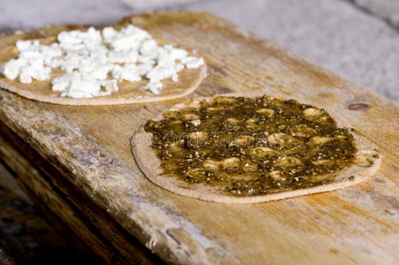 Lebanese Manakish / Oriental Food for Breakfast Ba Stock Photo - Image ...