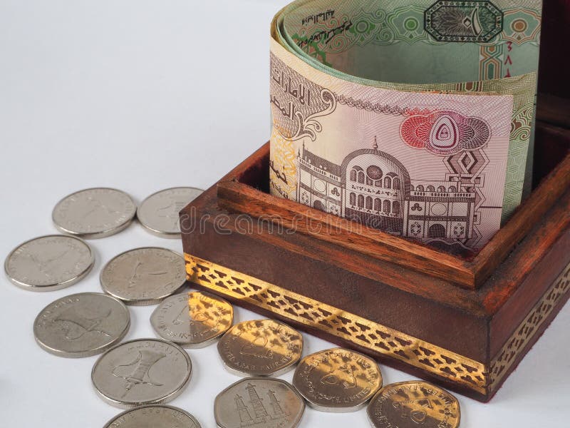 UAE Dirham Currency Notes and Coins. Stock Photo - Image of banking ...