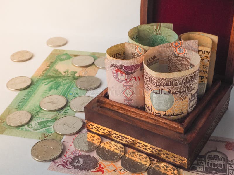 UAE Dirham Currency Notes and Coins. Stock Photo - Image of banking ...