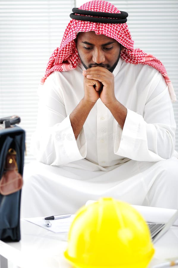 Arabic man thinking stock photo. Image of formal, career - 24916840