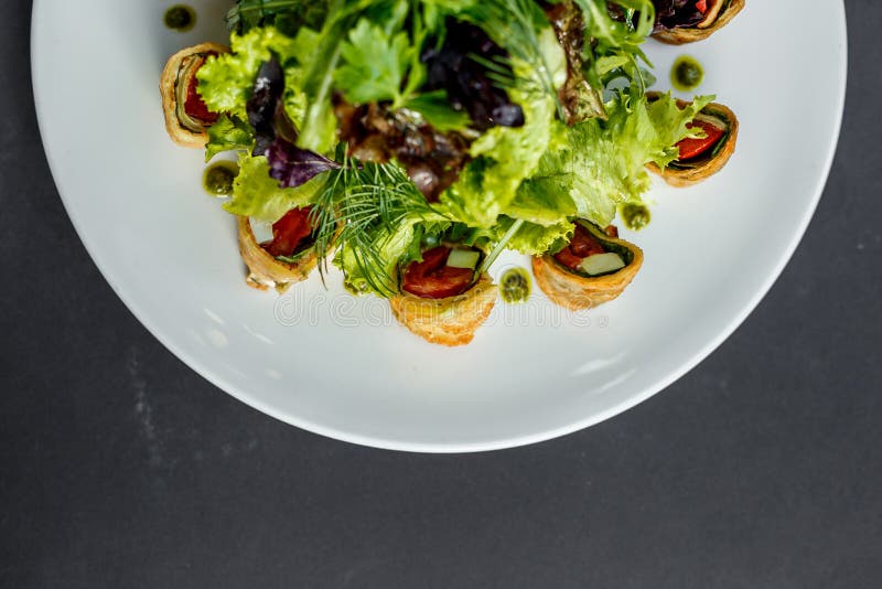 Arabic Fatuma Rolls with Fresh Greens Stock Image - Image of tortilla ...