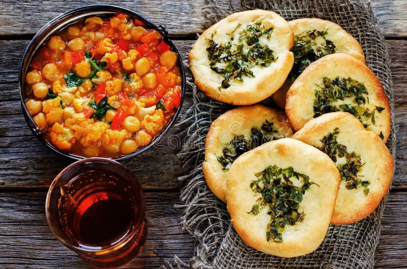 Arabic Flat Bread With Herbs Stock Image - Image of dark, healthy: 46147355