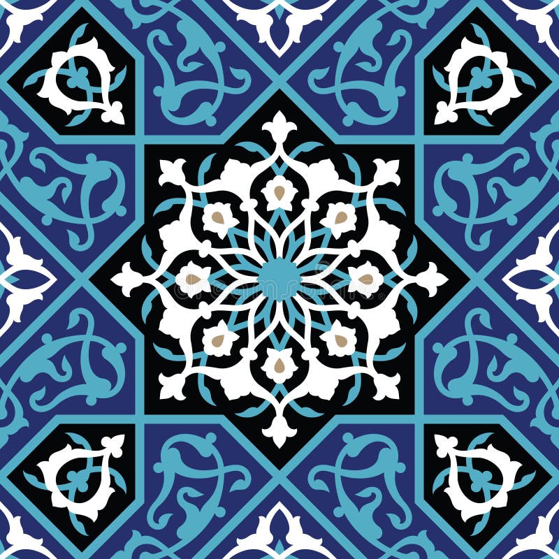 Arabic Floral Seamless Pattern. Stock Vector - Illustration of ...