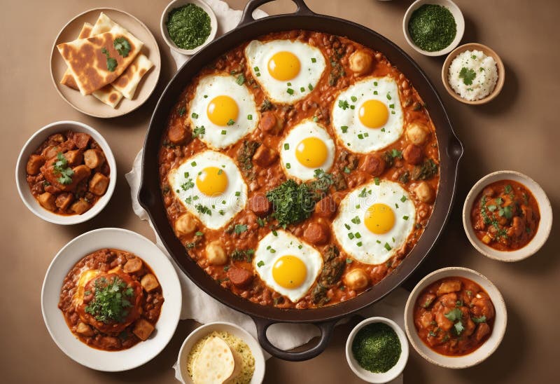 Arabic Food Assortment, Studio Shot Stock Illustration - Illustration ...