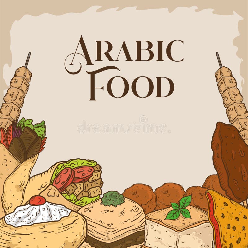 Arabic food cartoon stock vector. Illustration of fastfood - 218753386