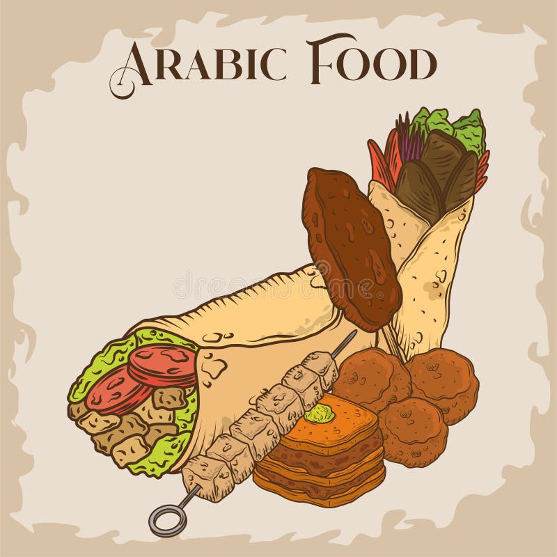 Arabic food cartoon stock vector. Illustration of fastfood - 218753386