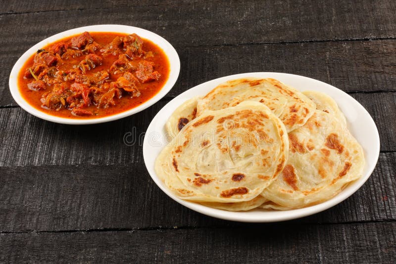 Arabic Food Paratha with Mutton Curry Stock Image - Image of frozen ...