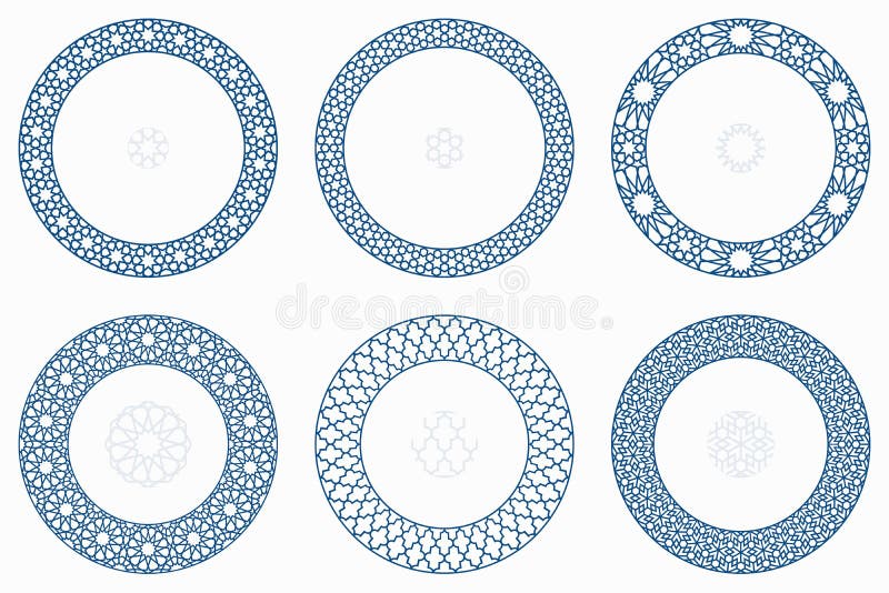 Arabic Geometric Round Patterns Set Stock Vector - Illustration of ...
