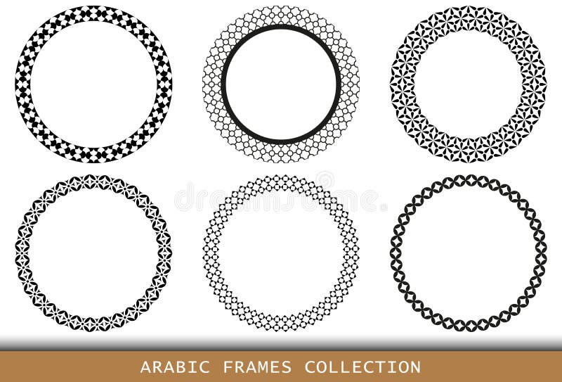 Arabic Geometric Round Patterns Set. Borders, Frames Stock Vector ...