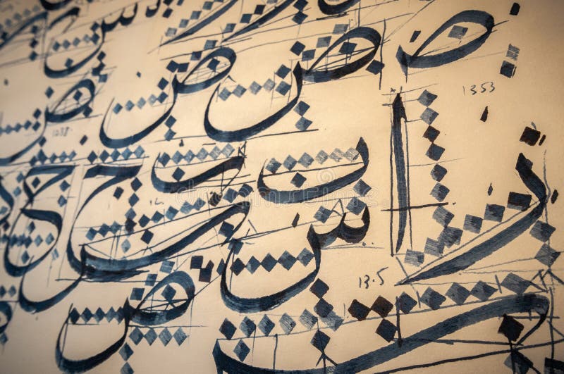 Arabic and Islamic Calligraphy Traditional Khat Practise in Blue Ink ...