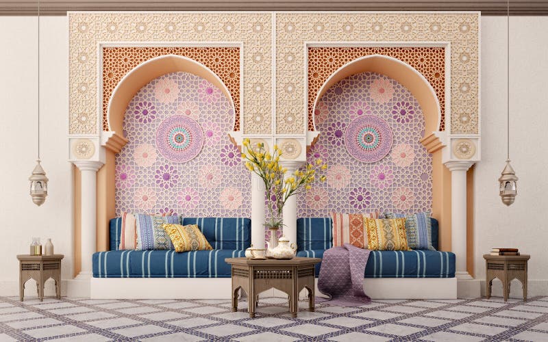 Arabic,Islamic Style Interior Design with Arch and Arabic Pattern ...