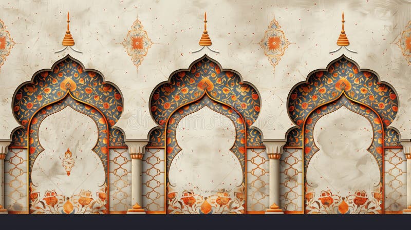 Arabic,Islamic Style Wall Design with Arch and Arabic Pattern.3d ...