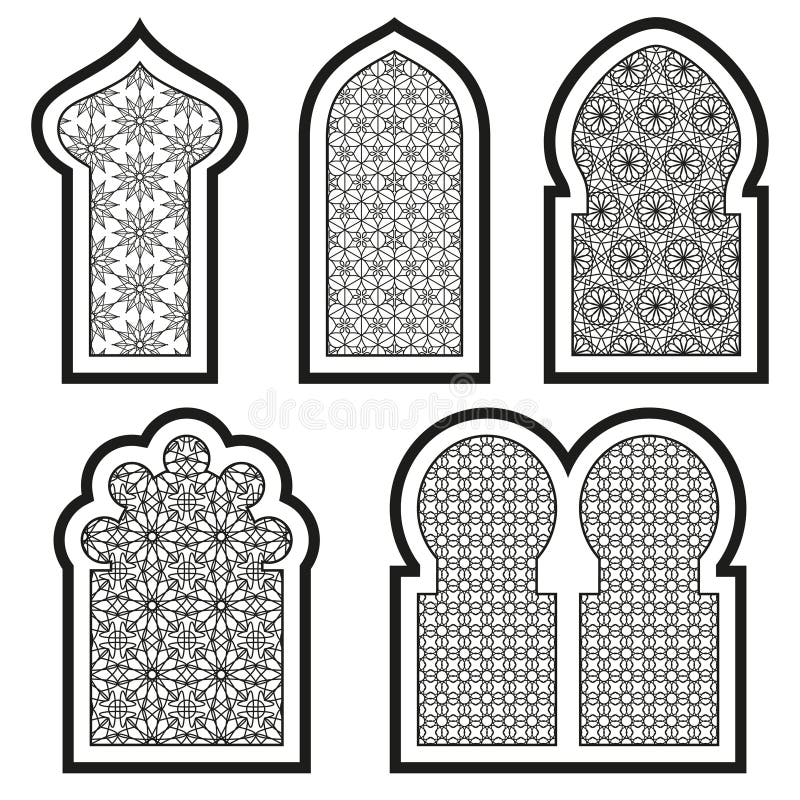 Arabic or Islamic Windows Set Stock Vector - Illustration of oriental ...