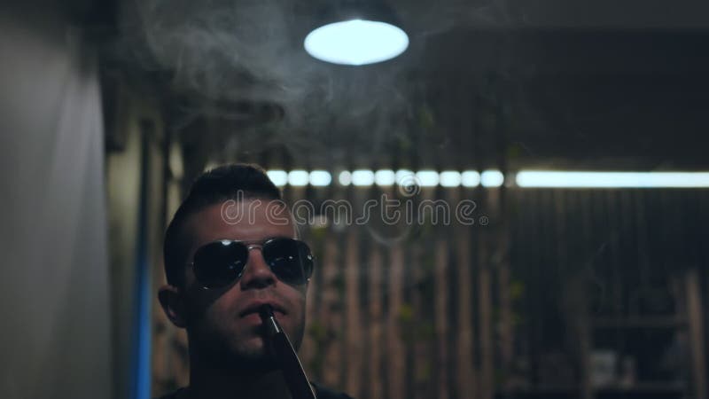 Arabic Jordanian Young Man Smokes a Hookah. Stock Video - Video of ...