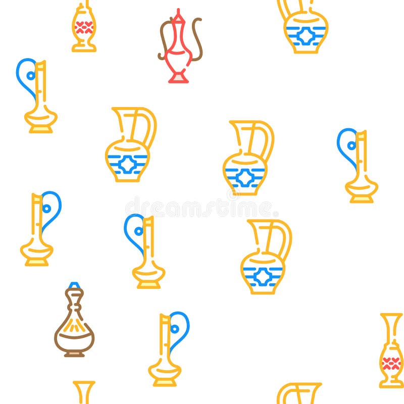 Arabic Jug Traditional Container Vector Seamless Pattern Stock ...