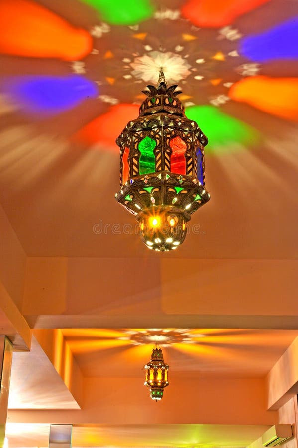 Arabic Lamp with Beautiful Lights Stock Image - Image of glass ...