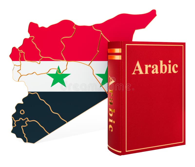 Arabic Language Book with Map of Syria, 3D Rendering Stock Illustration ...