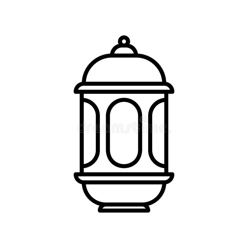 Arabic Lantern in Black Outline Style Stock Vector - Illustration of ...