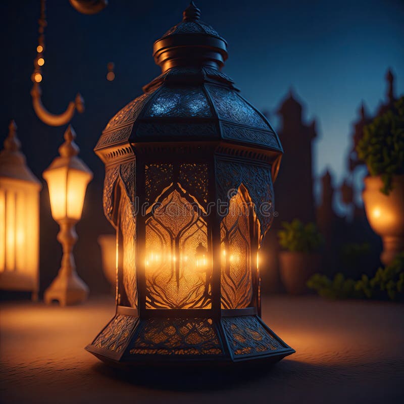 Arabic Lantern with Bokeh with Dramatic Lighting Eid Ul Adha Stock ...