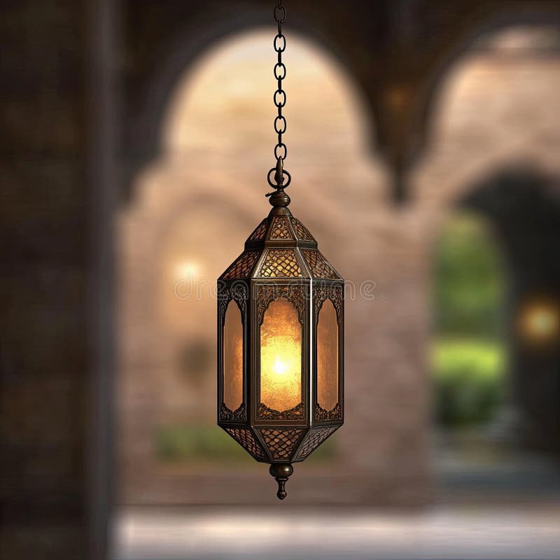 Arabic Lantern Hanging Light Stock Image - Image of metal, glow: 353265019