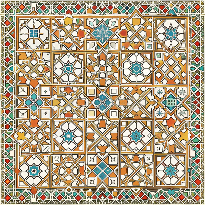 Arabic Linear Mosaic Pattern Isolated on White Background Stock ...