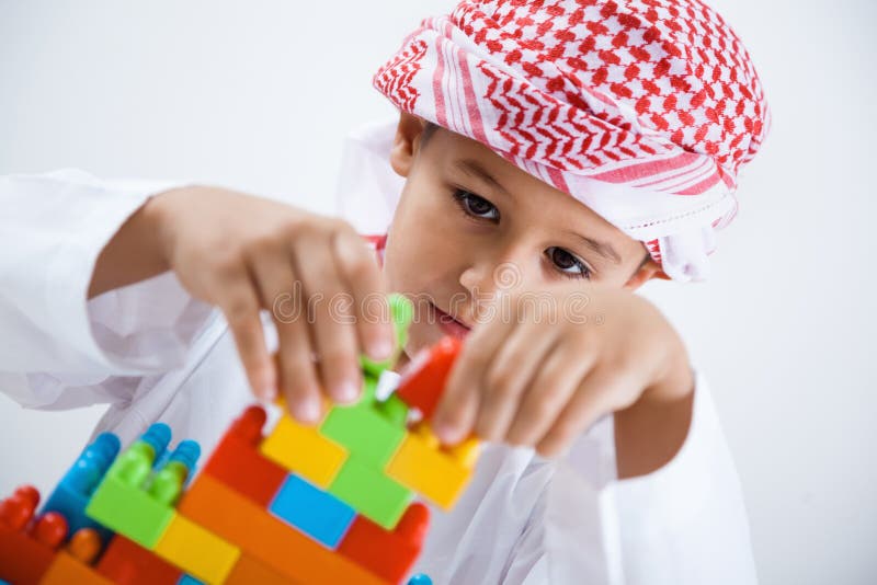 Arabic Little Boy Doing Homework Stock Image - Image of clothes, ethnic ...