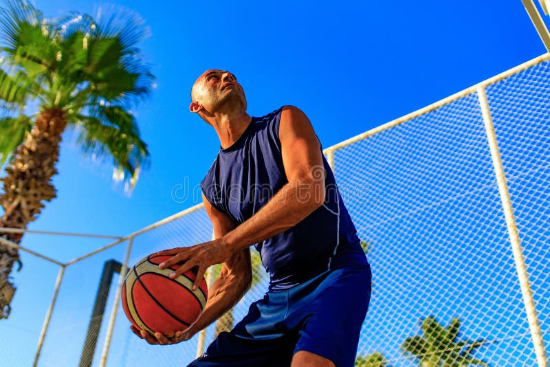 Arabic Man Athlete Man Playing Basketball Outdoors Stock Photo - Image ...
