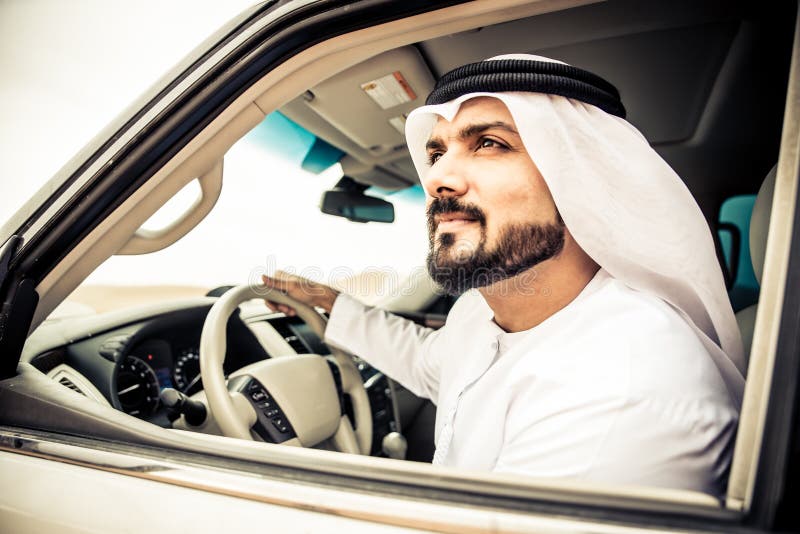 Arabic man in his car stock image. Image of driving, horizontal - 88998211