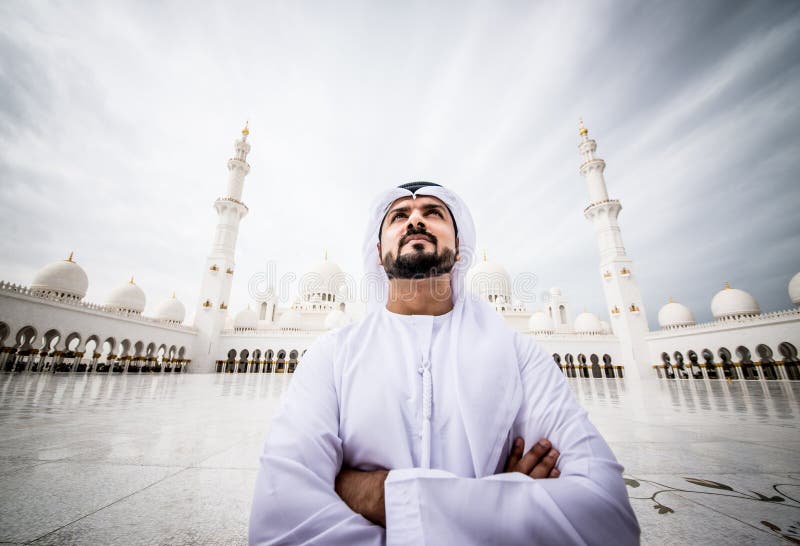 Arabic man at the mosque stock image. Image of blue, horizontal - 88998239