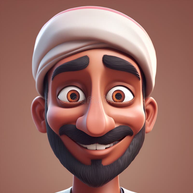 Arabic Man with Mustache and Beret. 3d Illustration Stock Illustration ...