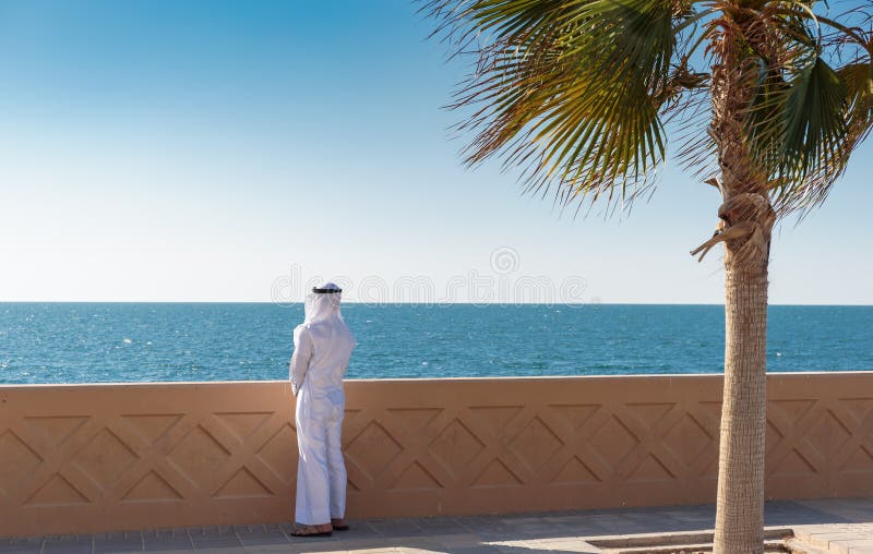 Arabic Man is on the Waterfront Stock Image - Image of arab, water ...