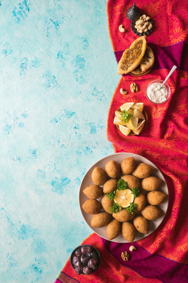 Arabic Meat Appetizer Kibbeh. Traditional Arabic Kibbeh with Lamb and ...