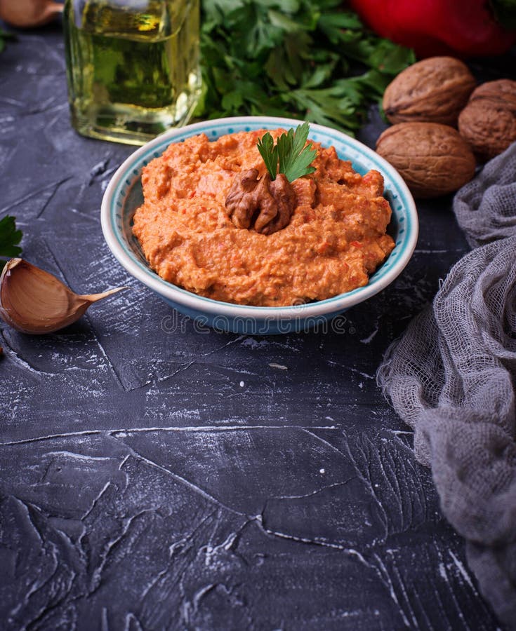 Arabic or Middle Eastern Dip Muhammara Stock Image - Image of lemon ...