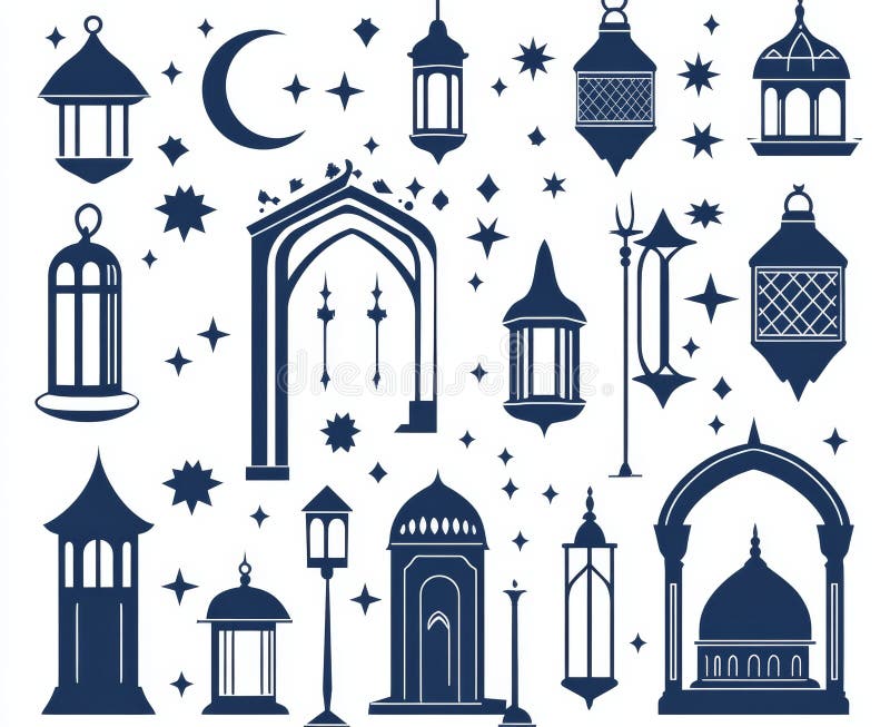 Arabic and Muslim Decorative Elements in an Oriental Gold Theme. the ...