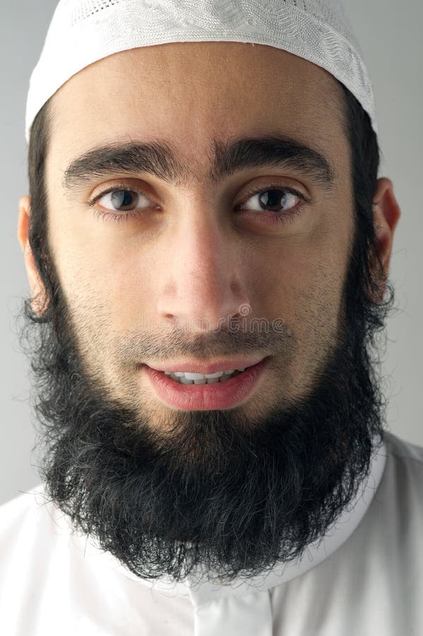 Arabic Muslim Man with Beard Smiling Stock Image - Image of guru, black ... Arabic Muslim Man with Beard Smiling Stock Image - Image of guru, black ...