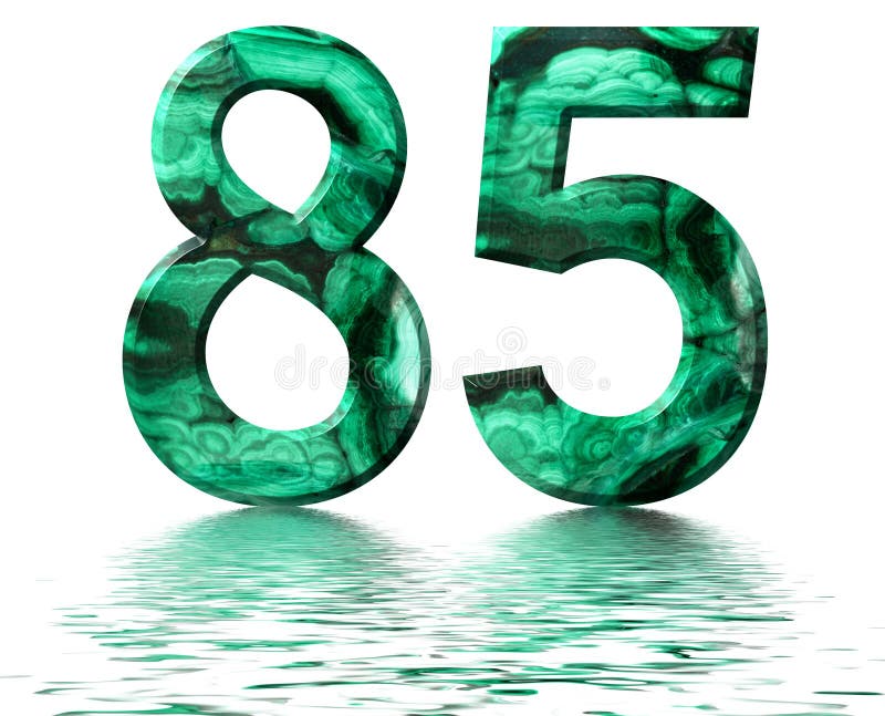 Arabic Numeral 85, Eighty Five, from Natural Green Malachite, Reflected ...