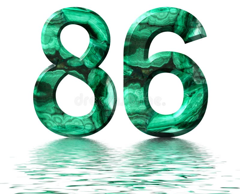 Arabic Numeral 86, Eighty Six, from Natural Green Malachite, Reflected ...