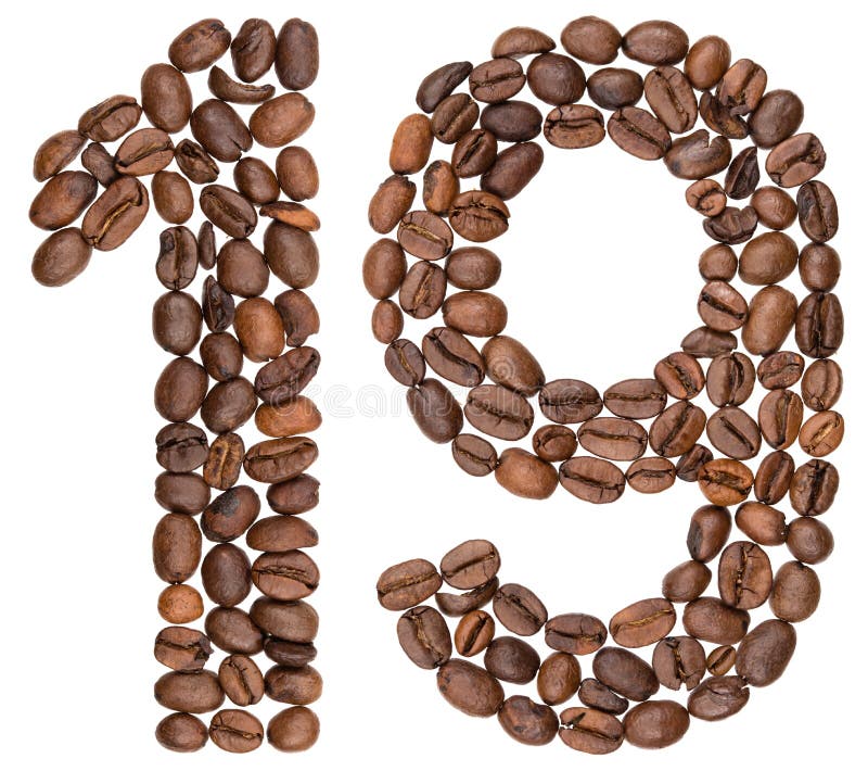 Arabic Numeral 19, Nineteen, from Coffee Beans, Isolated on Whit Stock ...