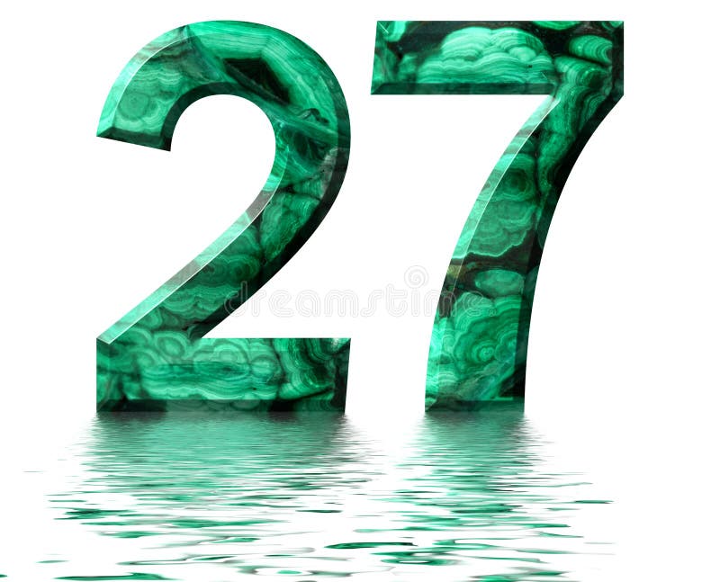 Arabic Numeral 27, Twenty Seven, from Natural Green Malachite ...