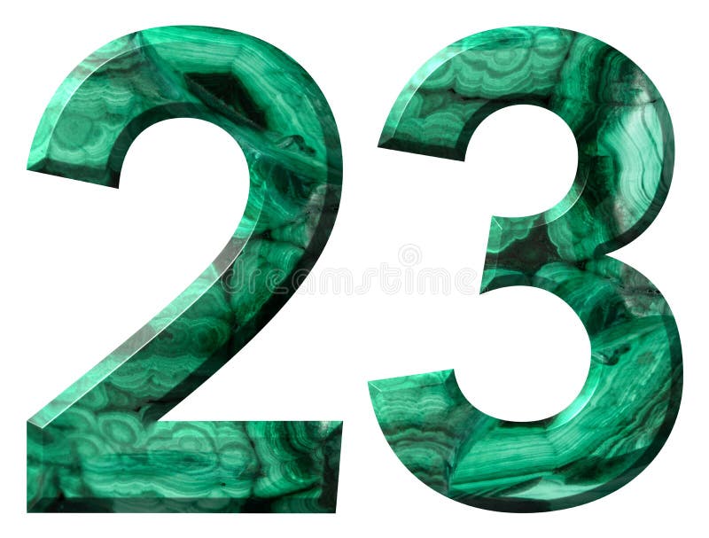 Arabic Numeral 23, Twenty Three, from Natural Green Malachite, Isolated ...