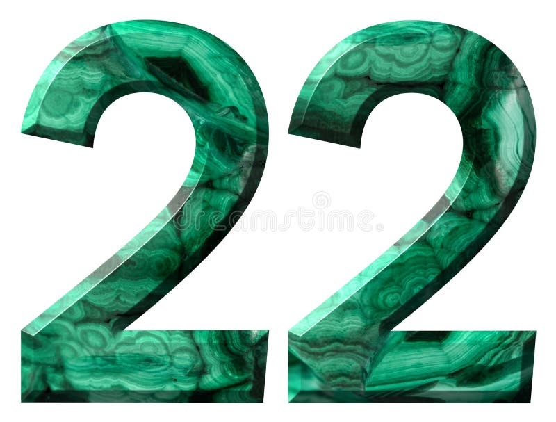 Arabic Numeral 22, Twenty Two, from Natural Green Malachite, Isolated ... Arabic Numeral 22, Twenty Two, from Natural Green Malachite, Isolated ...