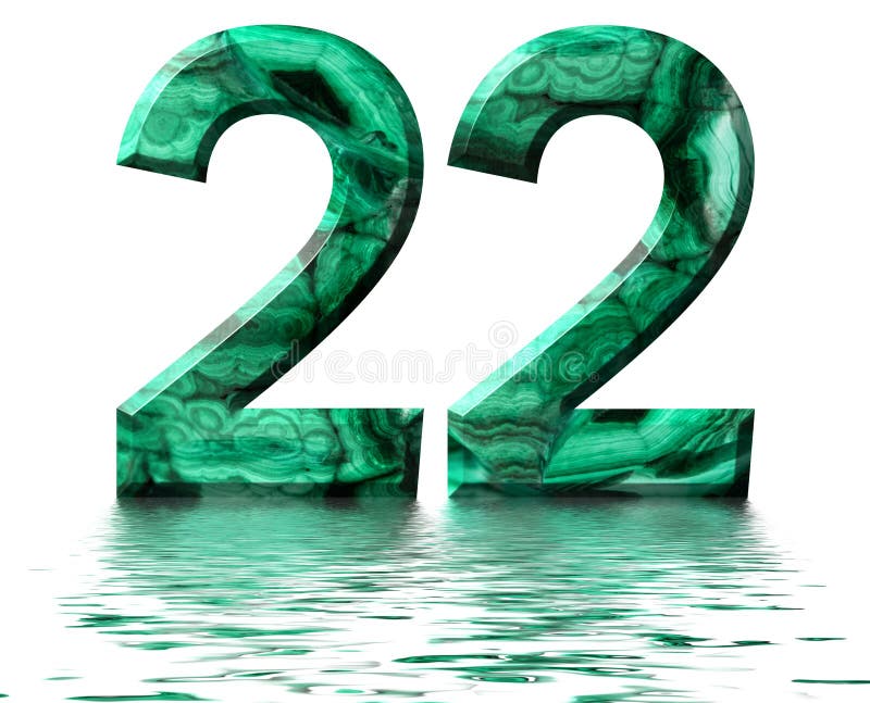 Arabic Numeral 22, Twenty Two, from Natural Green Malachite, Reflected ...