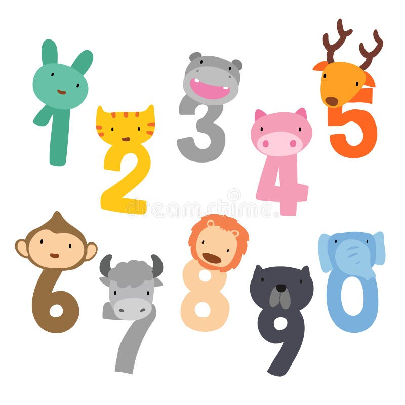 Animals Number Vector Design Stock Vector - Illustration of cute ...