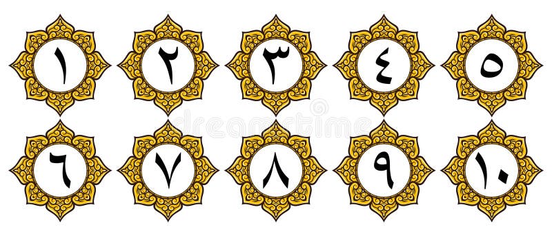 Arabic Numerals with Ornamental Design Isolated on White Background ...
