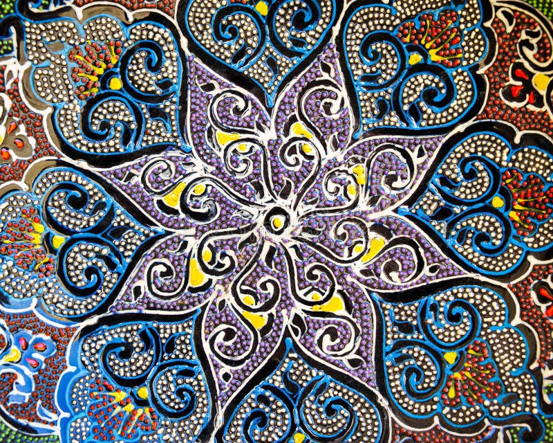 Arabic Painted Ceramic Plates Abstract Background. Stock Image - Image ...